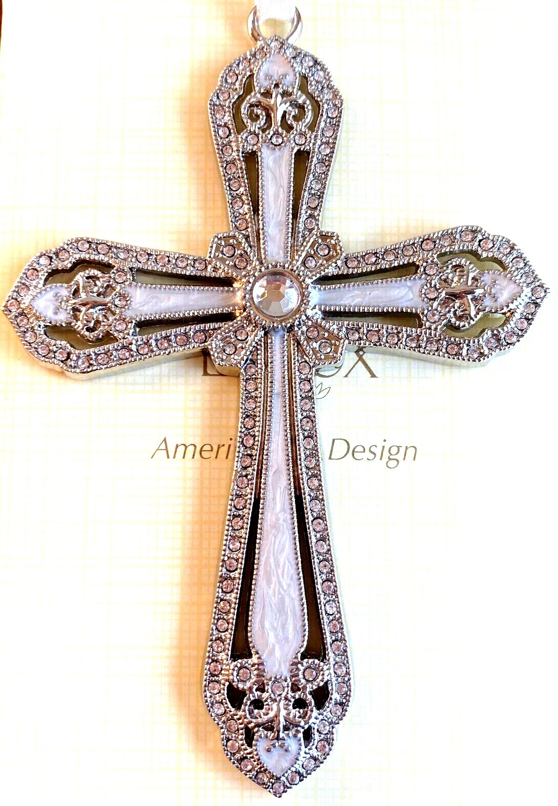 Lenox Cross Ornament Platinum Crystal & Enamel Accents #826565 New In ...