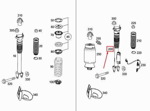 2016 MERCEDES BENZ GLE W166 Rear Shock Absorber Strut OEM A2923201700 ...