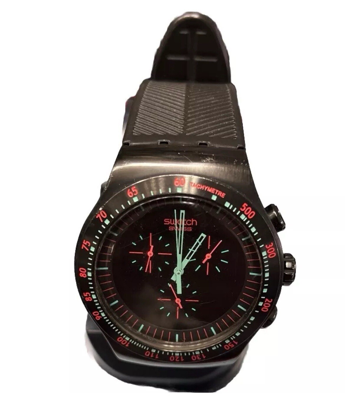 Swatch Black Red Irony Chrono Daytona Vintage 43mm Wa… - Gem