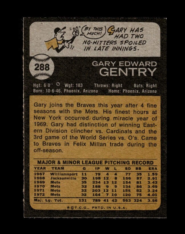 1973 Topps Set-Break #288 Gary Gentry NM-MT OR BETTER *GMCARDS* | eBay