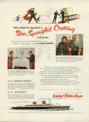 Star Spangled Crossing to Europe on S S United States ad 1955 NY | eBay