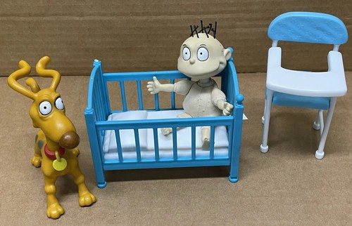 Vtg 1997 Rugrats TOMMY Crib High Chair and SPIKE Retro Nickelodeon Toys ...