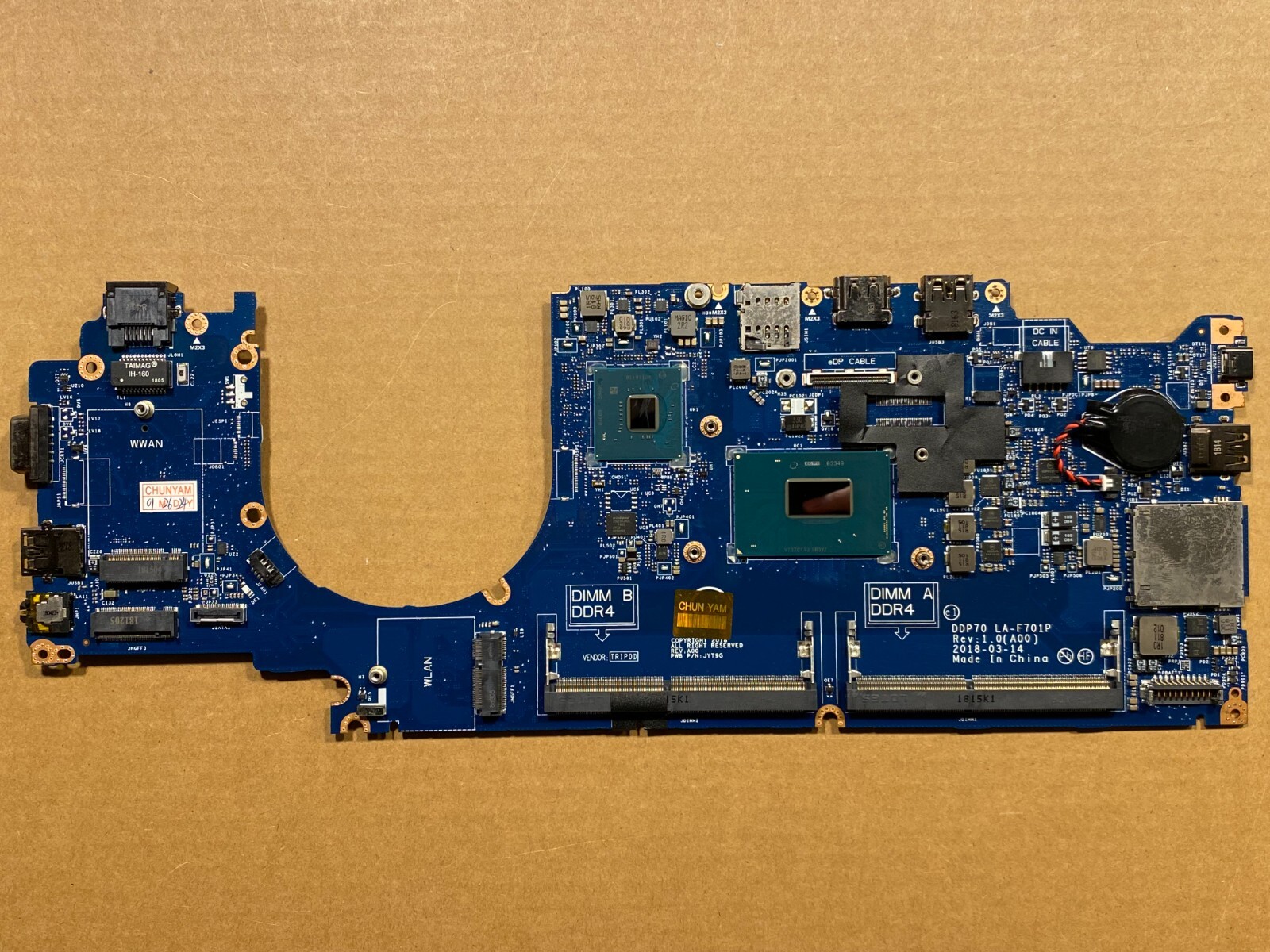 NEW Dell Latitude 5491 Motherboard Intel i7-8850H 2.6GHz F37WM HFR9H LA ...