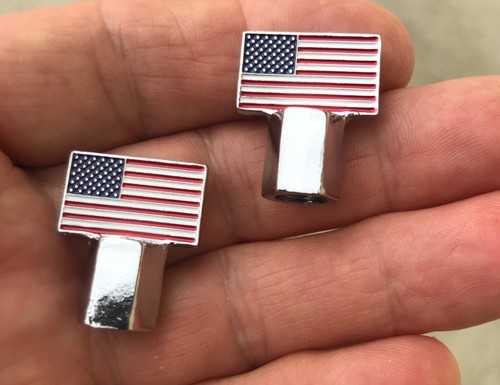 USA FLAG TYRE VALVE CAPS SET of 2 Badge Emblems Tire *NEW* AMERICAN ...