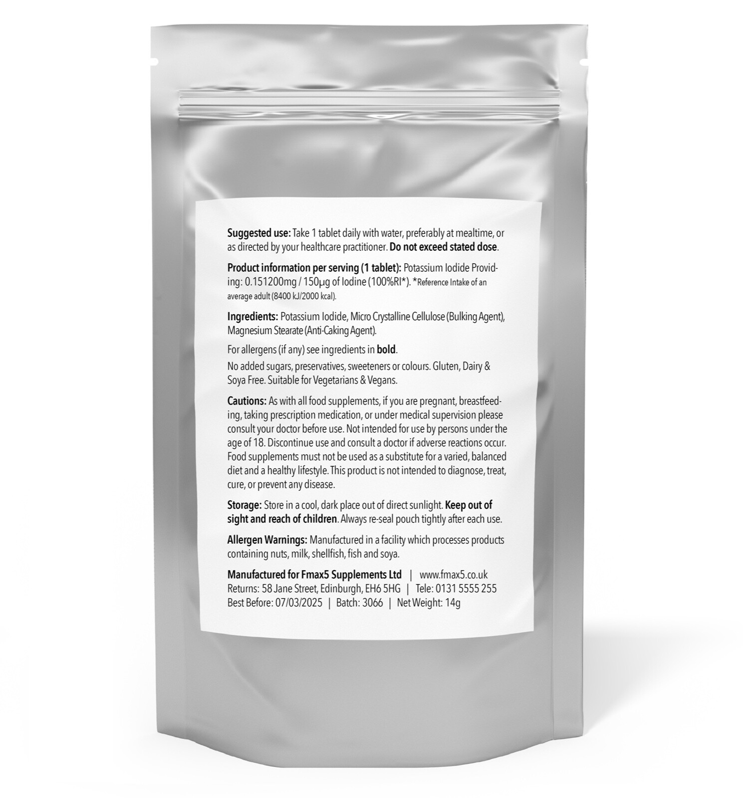 Iodine 150mcg - 120 Tablets - Support Thyroid Health & Slimming Aid | eBay