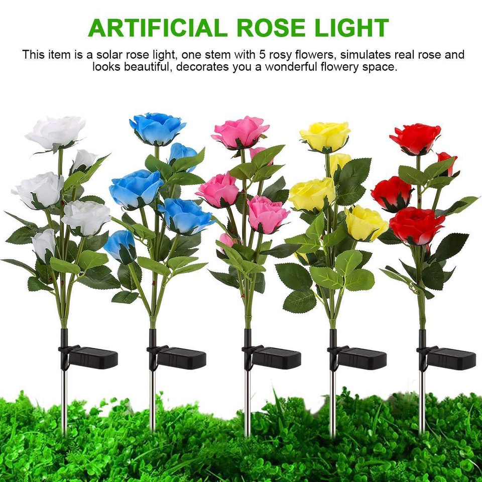2/4 Pack Solar Power Rose Flower Lights Outdoor Garden Landscape Yard ...