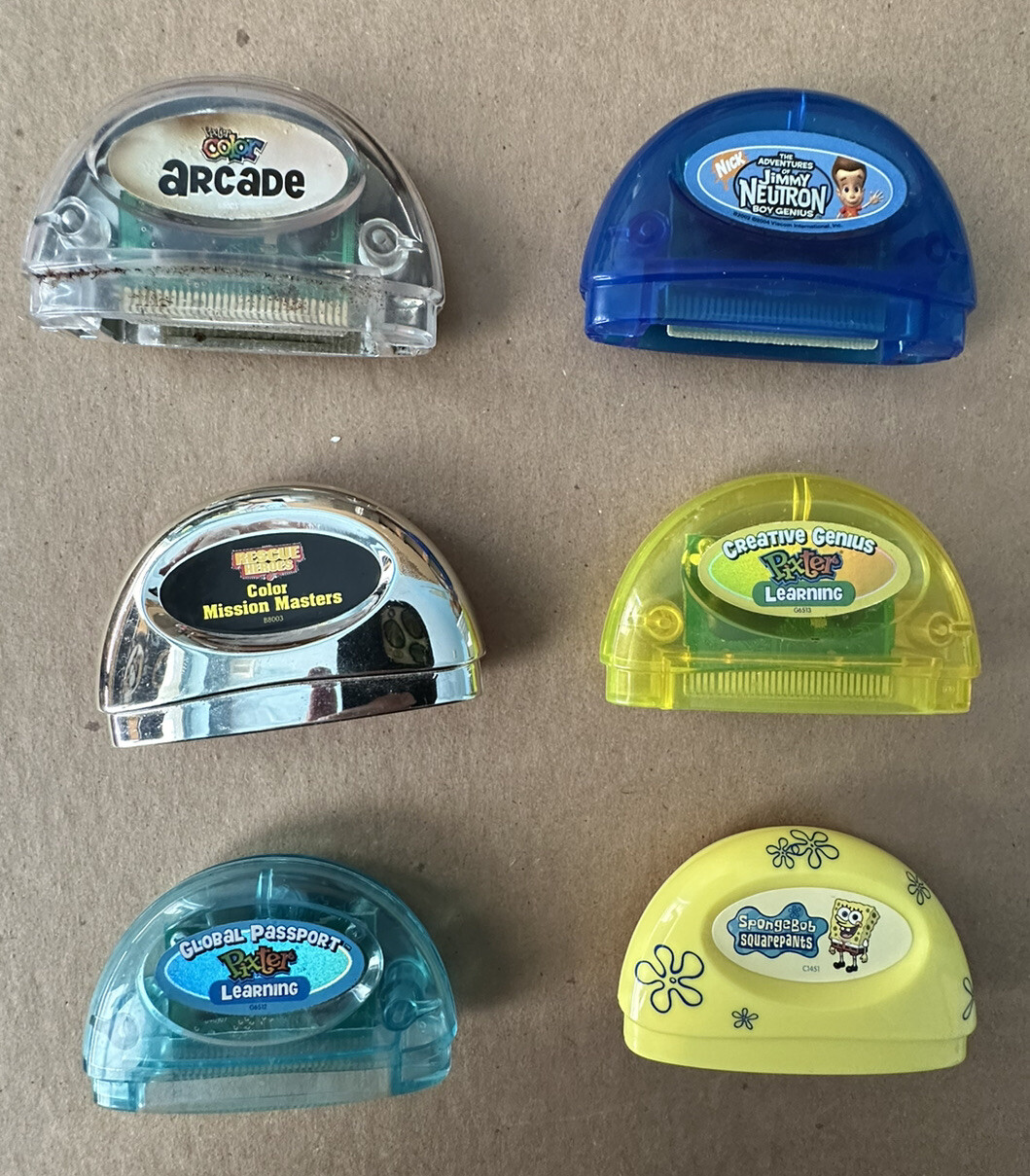 Lot of 6 Mattel Pixter Games-+2 Adapters-(RARE*Spongebob/*JohnNeutron ...