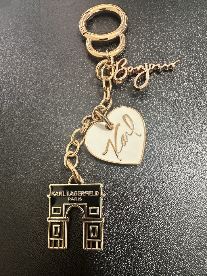 Karl Lagerfeld Paris Black White Arc de Triomphe Bonjour Keychain Fob ...