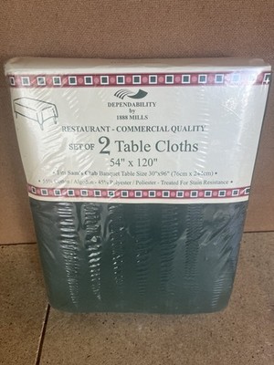 2 Pack Dependability 1888 Mills Green Commercial Table Cloths 120 x 54 ...