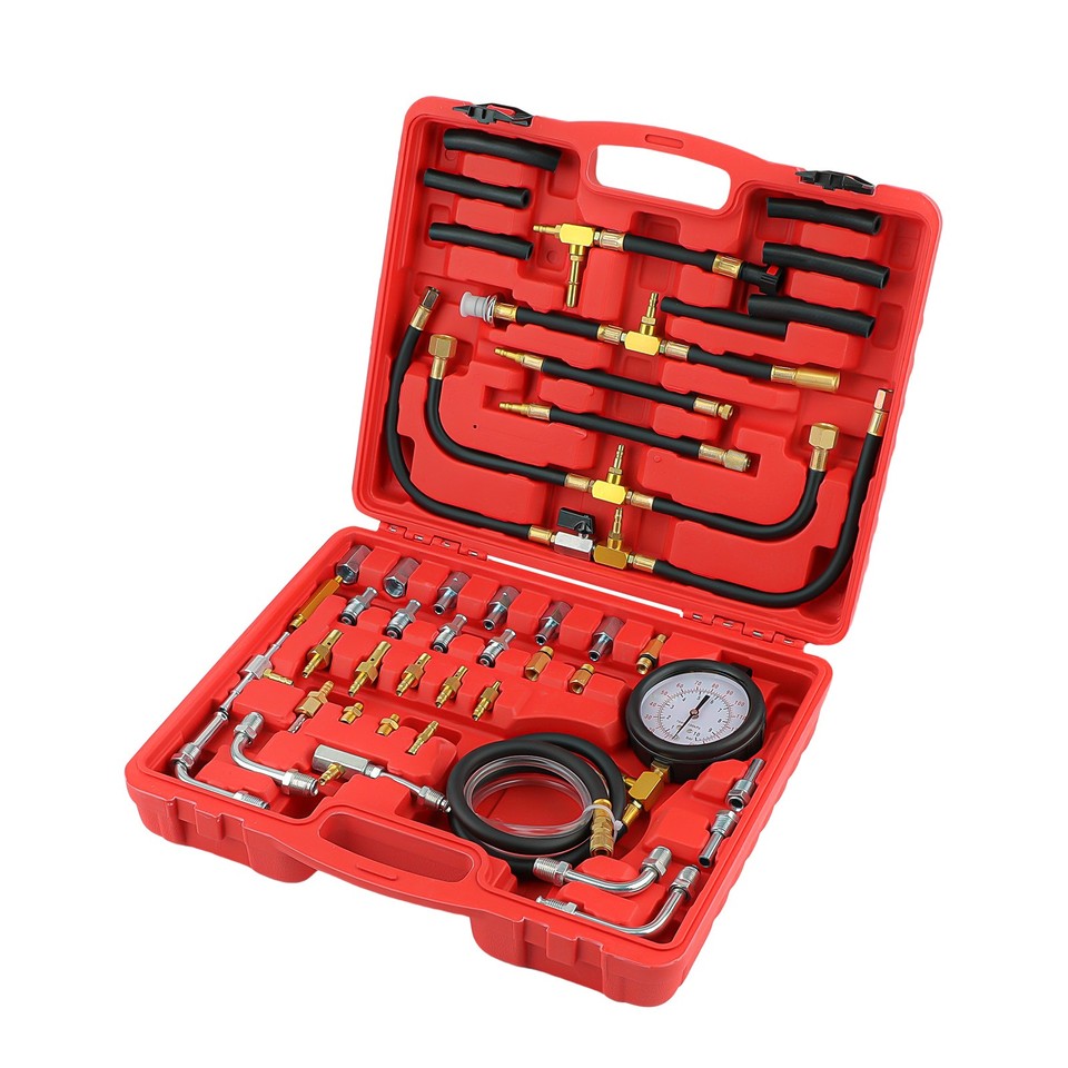Fuel Injection Pressure Tester Kit Gauge 0-140 PSI tester Adapters Pump ...