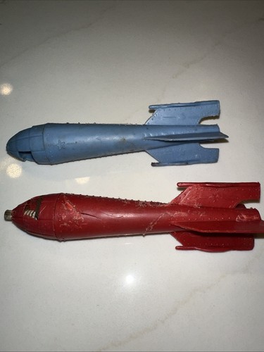 2 x Vintage Plastic Rocket Bomb Missile Grenade Cap Space Toy Hong Kong ...