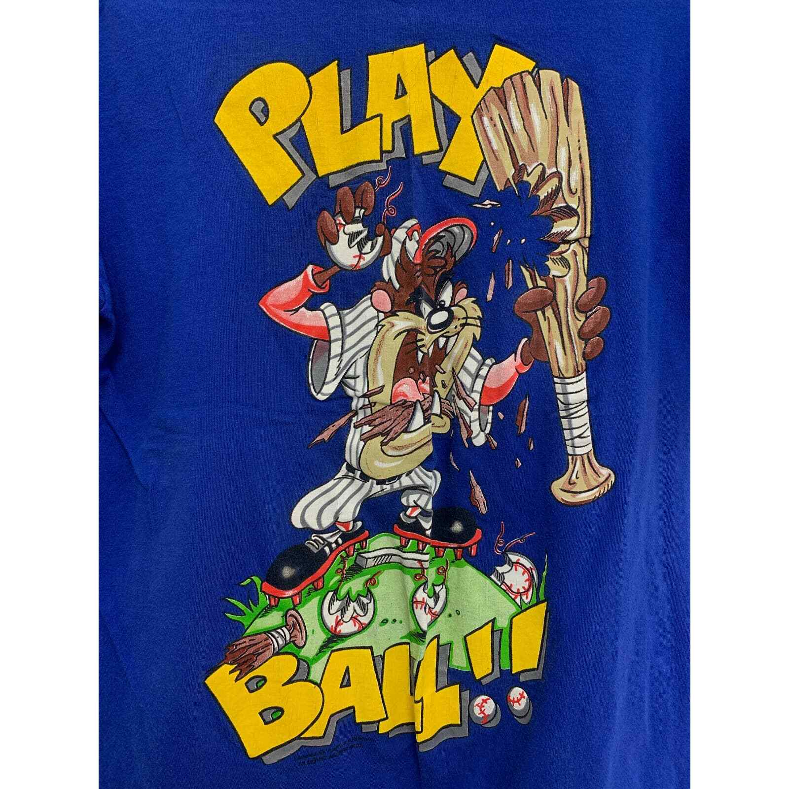 Vintage Baseball Taz Looney Tunes Play Ball T-shirt M… - Gem