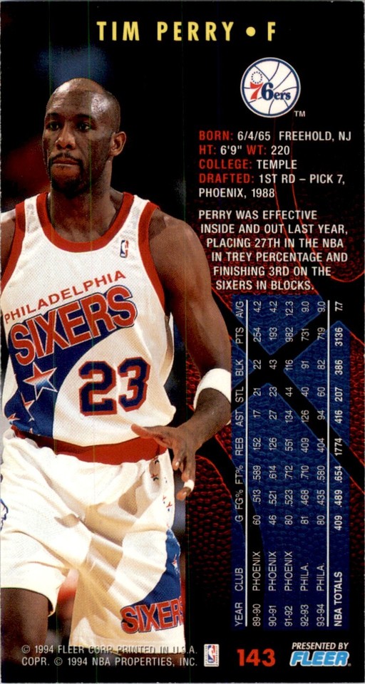 1994-95 NBA Jam Session TIM PERRY Philadelphia 76ers #143 | eBay