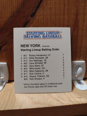 1988 New York Yankees Starting Lineup Talking Baseball Batting Order ...