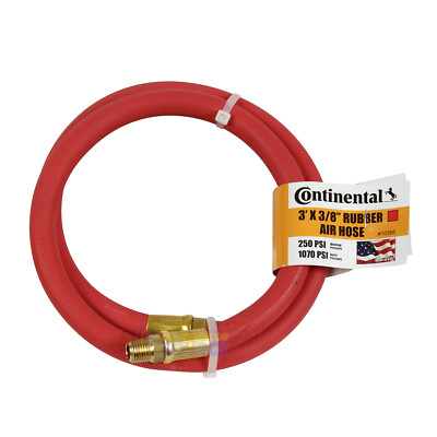 Continental Rubber Air Hose 3 Feet x 3/8 Inch 250 PSI Oil-Resistant Red ...