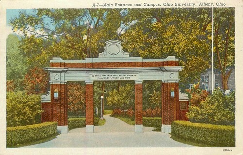 Postcard Ohio University Main Campus Entrance Athens 1942 | eBay