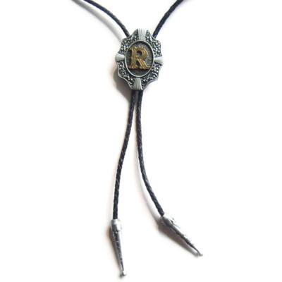 Western Letter R Bolo Tie Necktie Western Cowboy Rodeo Saloon Initial ...