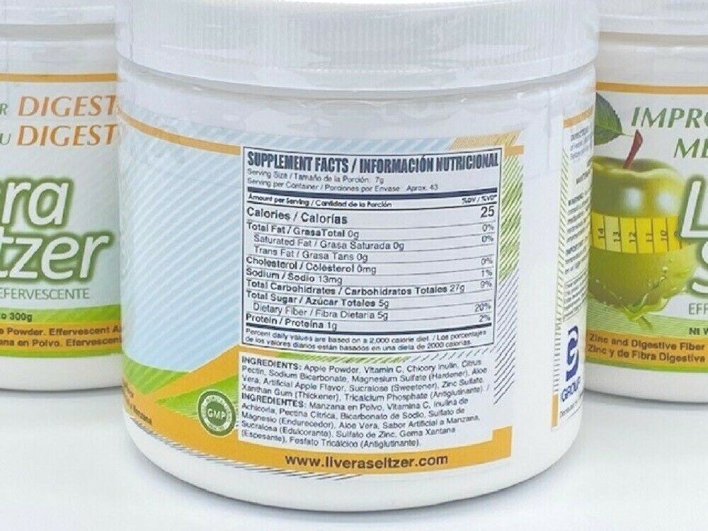 2 NEW Livera Seltzer Efervescente Manzana-Mejora Digestion Detox Fat ...