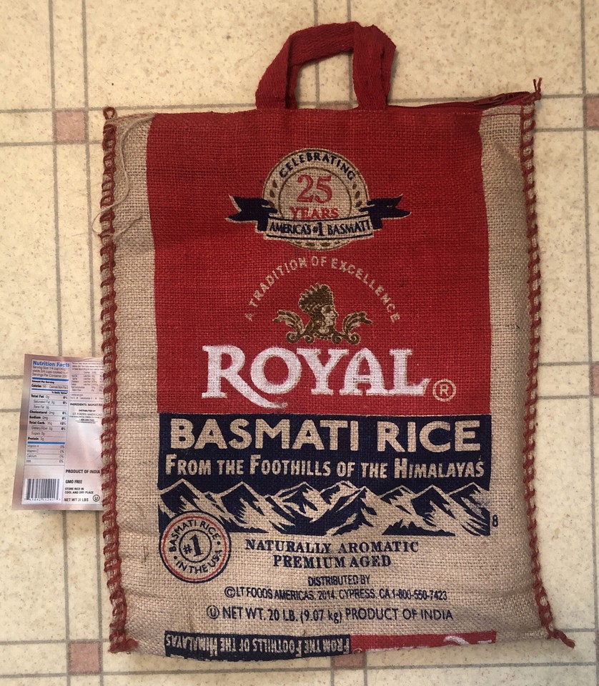 Royal Basmati Rice 20LB Burlap Sack Bag,No Rice, Decorative,Heavy ...