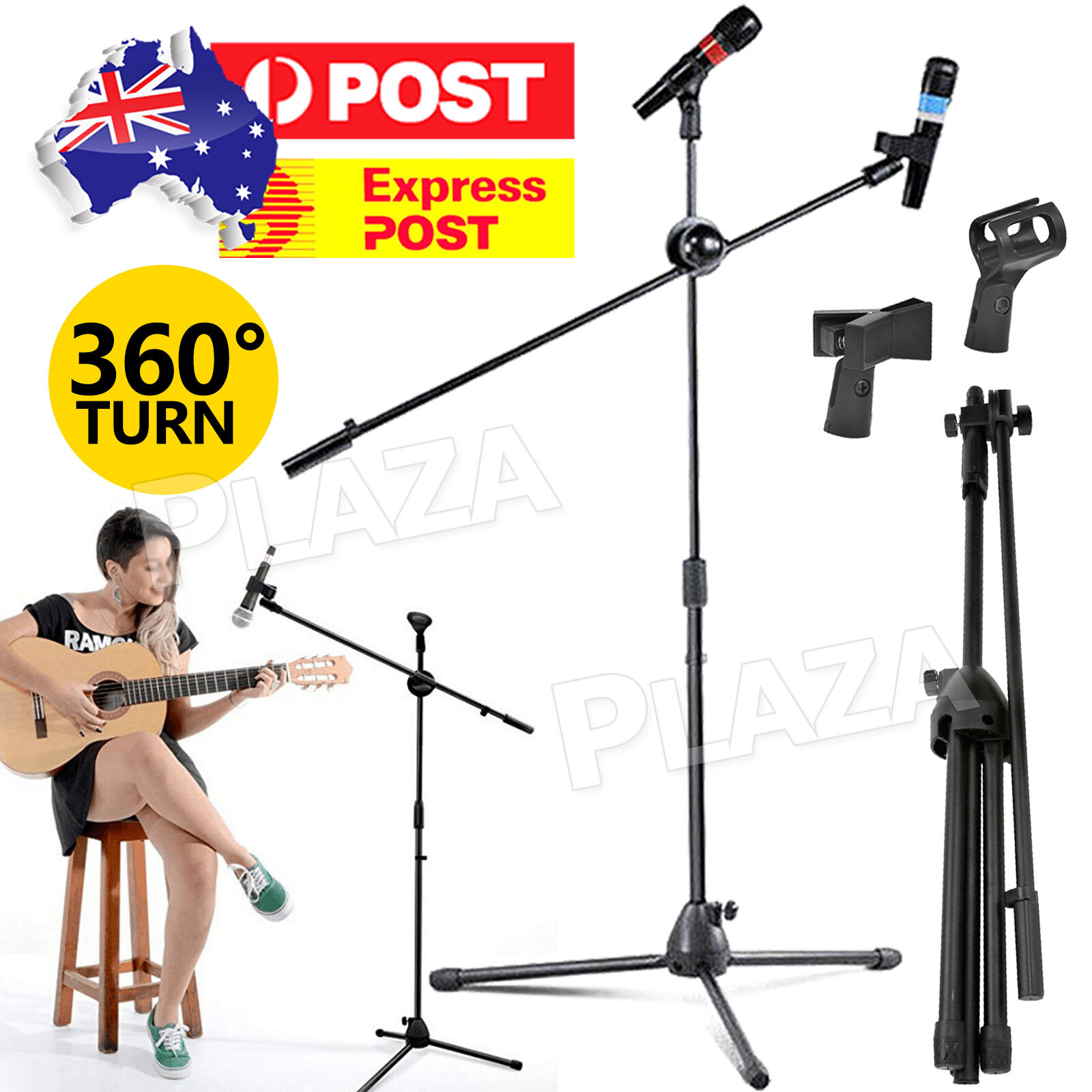 Professional Dual Microphone Stand Telescopic Boom Adjustable Mic ...