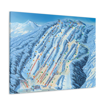 Mohawk Mountain CT Trail Map Canvas Poster Connecticut Ski Resort 40x30 ...