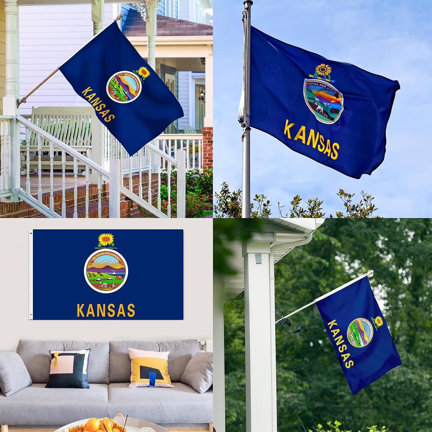 Kansas Flag 3x5 Outdoor Double Sided - Heavy Duty 3Ply Polyester | eBay
