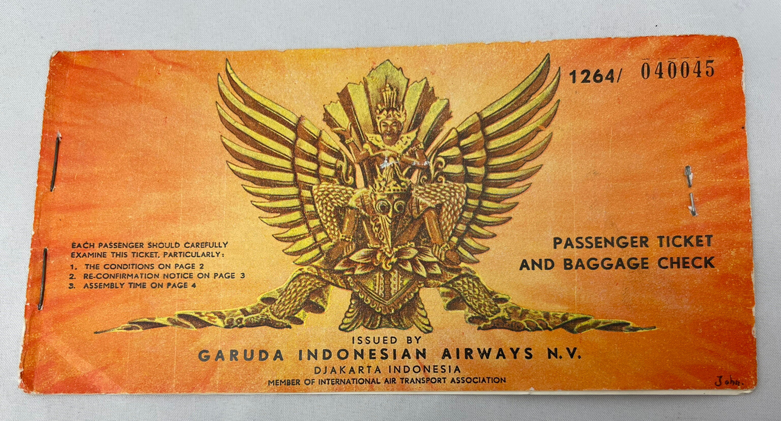 Garuda Indonesian Airways Ticket 1961 | eBay