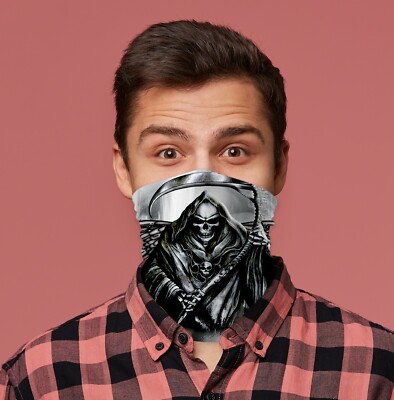 Grey Grim Reaper Design Neck Warmer Neck Tube Biker Snood | eBay Australia