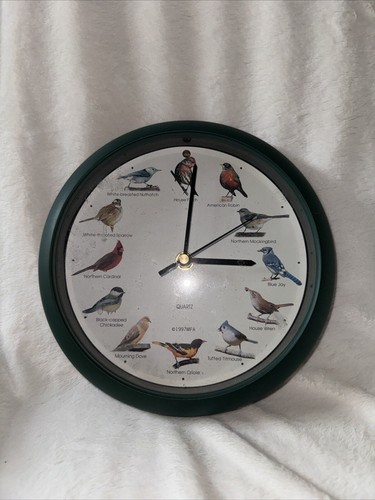 National Audubon Society Quartz Singing Bird on Hour Analog Clock Green ...