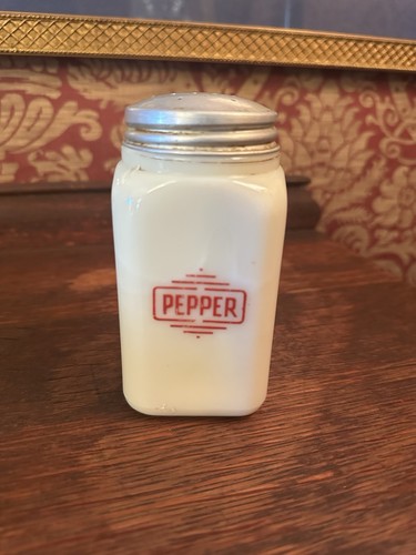 Vintage McKee Box Custard Red Letter Pepper Shaker | eBay