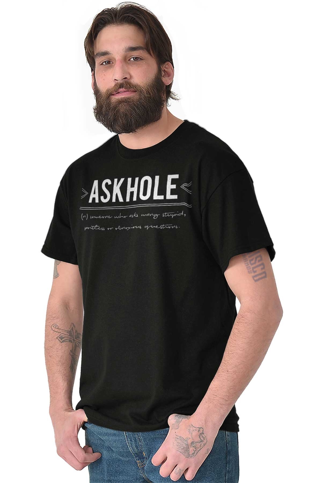 Askhole Definition Funny Rude Sarcastic Gift Crewneck T Shirt Tee Men ...
