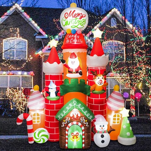 Christmas 10ft Inflatable Candy Castle with Santa Reindeer Penguin ...