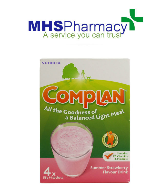 Complan Delicious Summer Strawberry Flavour Drink 4 x 57g Sachets ...