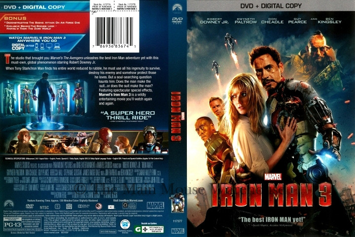 MCU Marvel Cinematic Universe Iron Man 3 DVD and Digital Copy Gwyneth ...