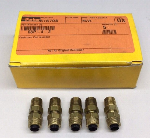 Parker 68P-4-2 Brass Fitting 1/8" MNPT To 1/4" Tubing Poly-Tite Nut ...