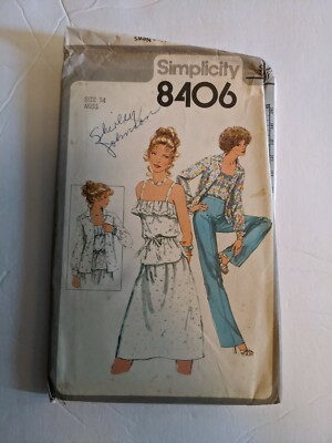 1977 Vintage SIMPLICITY 8406 Misses' Unlined Shirt Jacket Pants Skirt ...