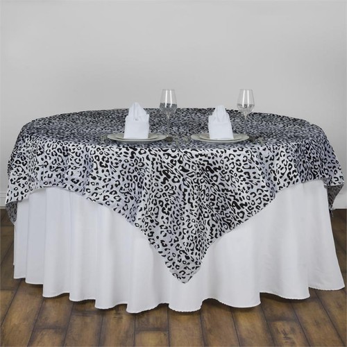 6 pcs Black LEOPARD TABLE OVERLAYS 90x90" ANIMAL SAFARI JUNGLE Wedding ...