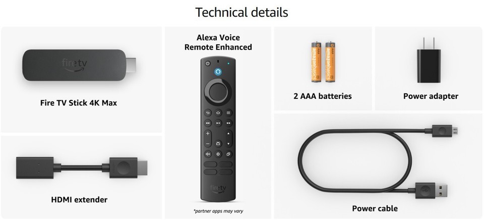 AMAZON FIRE TV Stick 4K MAX, Wi-Fi 6E, 2.0 GHz, 16GB/ALEXA Voice Remote ...