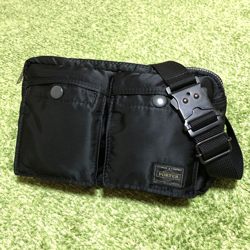 PORTER Tanker Mini Waist Shoulder Bag Black Nylon Crossbody Japan ...