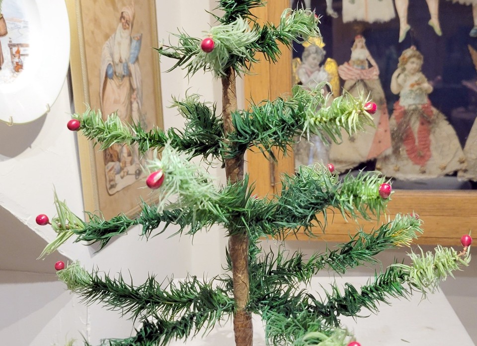 Small Green Feather Tree, in Wooden Pot. German, 1920s. 16" high. 14 ...