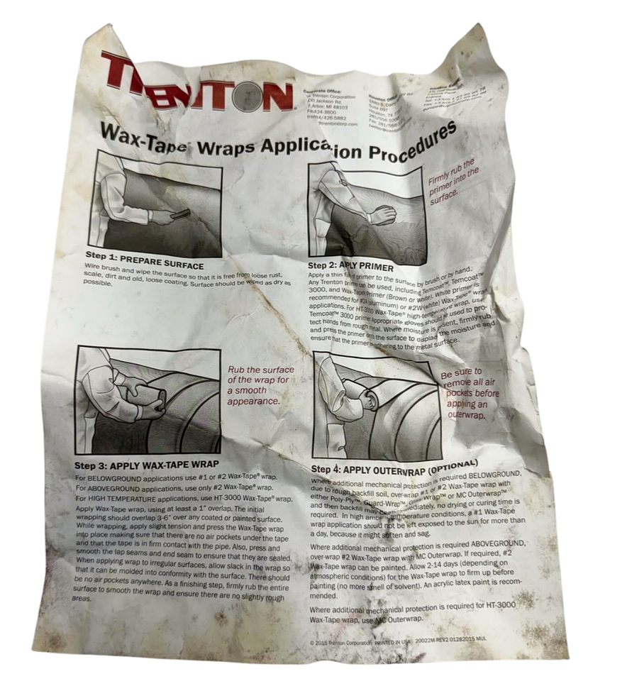 Trenton Wax-Tape #1 Non-Firming Anticorrosion Wrap for Belowground Use ...