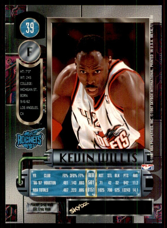 1997-98 Metal Universe Kevin Willis Houston Rockets #39 | eBay