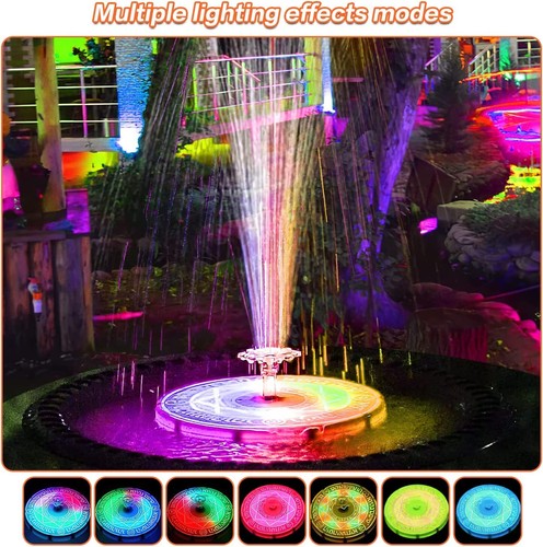 Floating Pool Fountain RGB Lights, IP68 Waterproof Bird Baths Pond ...