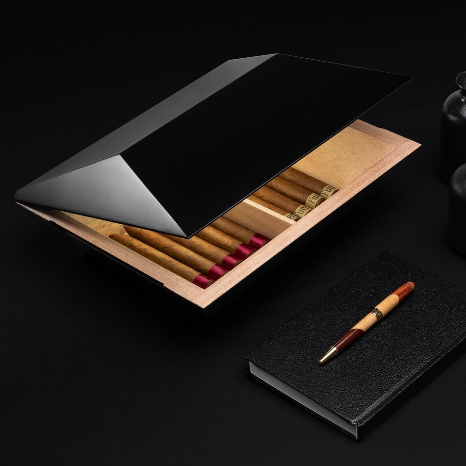 Humidor Supreme Aria Large Cigar Humidor , 40-80 Cigar Wood Box, Modern ...
