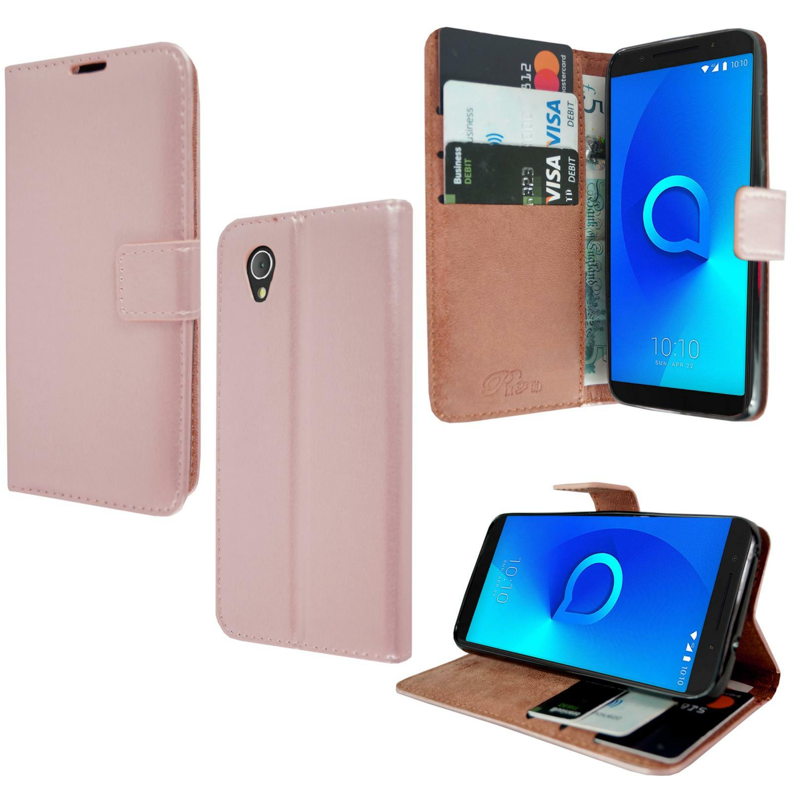 For Alcatel 1 5033X Slim Black Leather Wallet Phone Case Cover + Screen ...