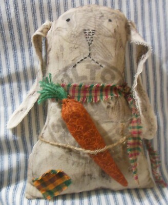 Primitive rabbit feed sack Fulton A image rag stuffed with a carrot ...