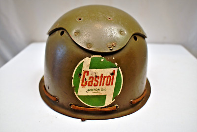 Vintage Castrol Motor Oil Advertising Helmet Olive Green Metal ...