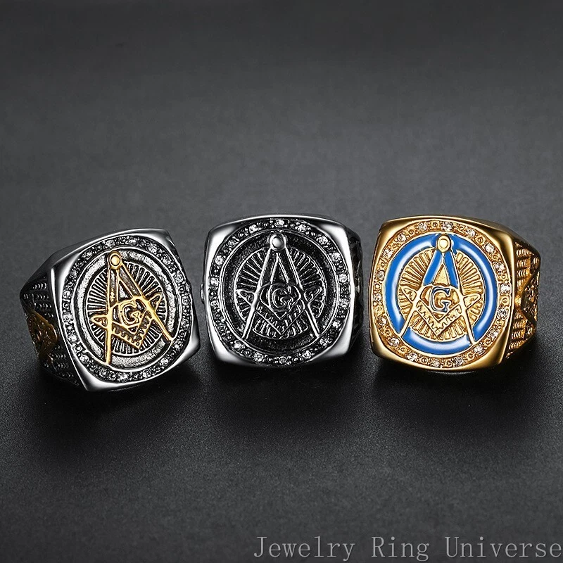 Simple Stainless Steel Masonic Rings
