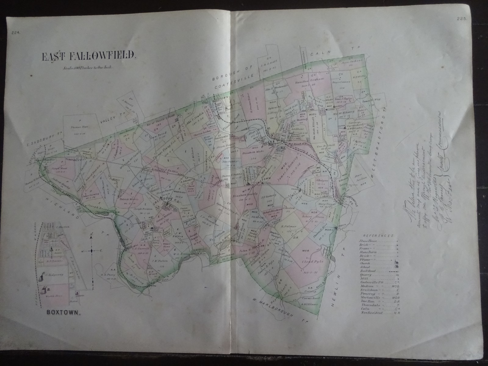 HISTORIC 1883 Map of the Township of East Fallowfield, PA - Detailed ...