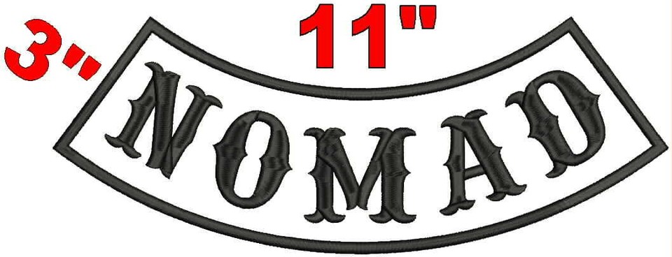NOMAD MOTORCYCLE BIKER MC CLUB VEST 11" SIDE BOTTOM ROCKER PATCH 5 ...
